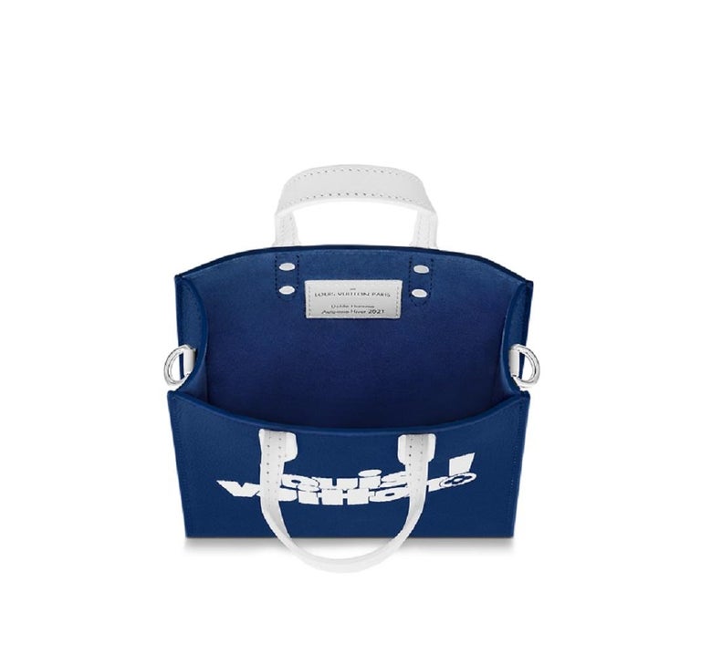 Louis Vuitton Blue Cowhide Leather Sac Plat XS For Sale at 1stDibs