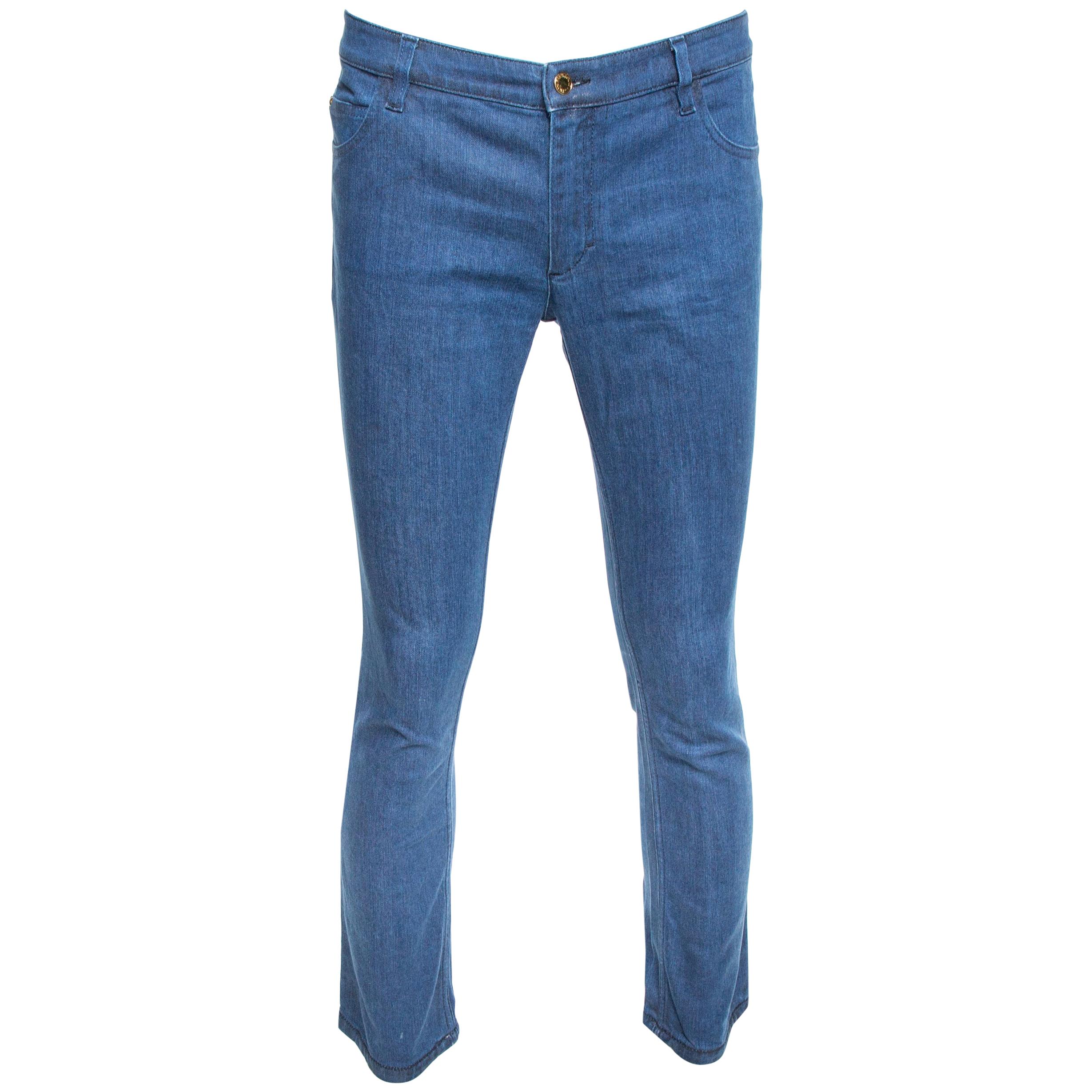 Louis Vuitton x Supreme Blue Monogram Jacquard Denim Jeans 3XL at ...