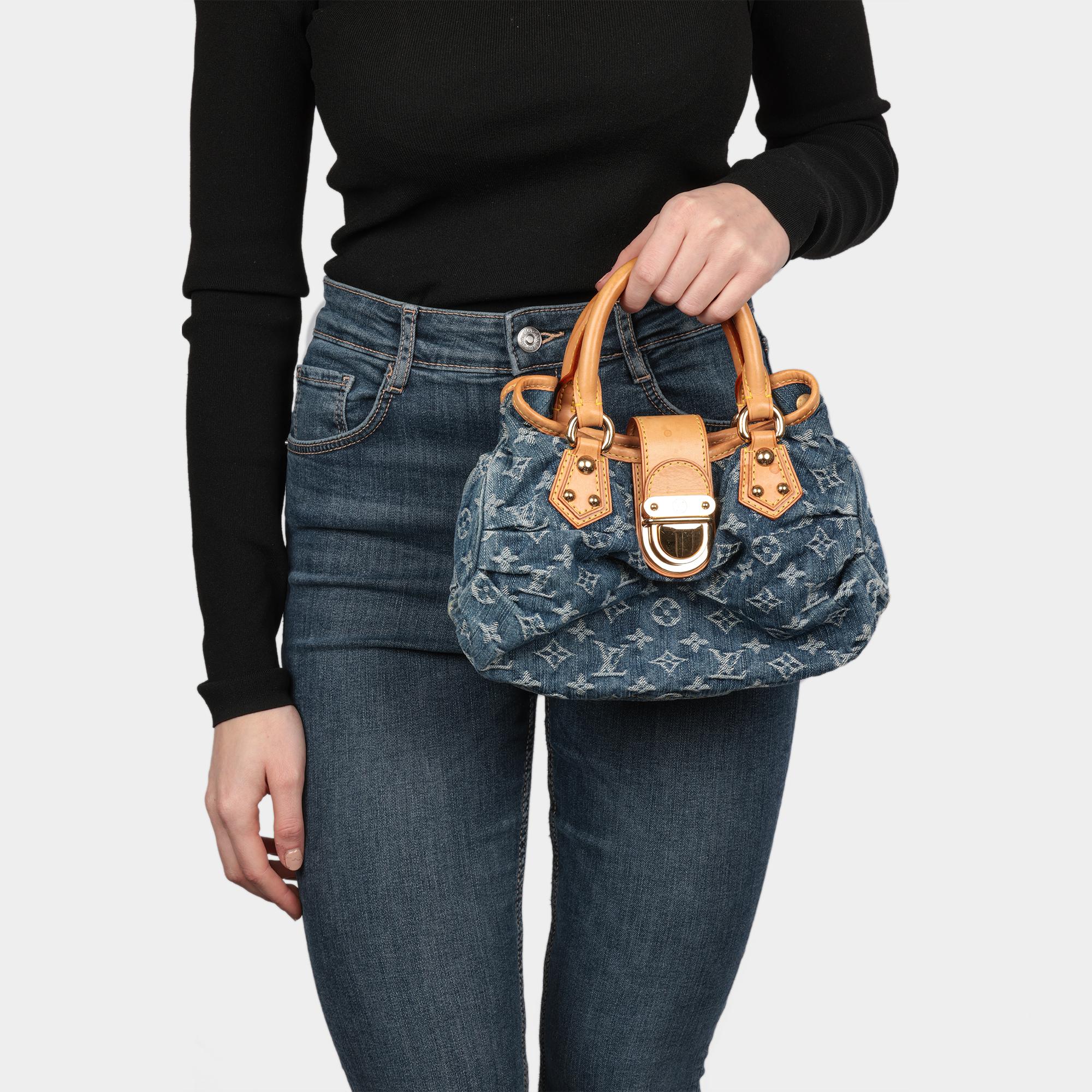 LOUIS VUITTON Blue Monogram Denim and Vachetta Leather Pleaty at ...