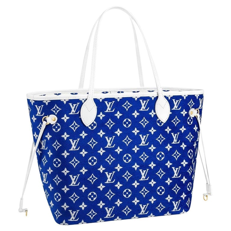 Louis Vuitton Blue Monogram Jacquard Velvet Neverfull MM Tote Bag For ...
