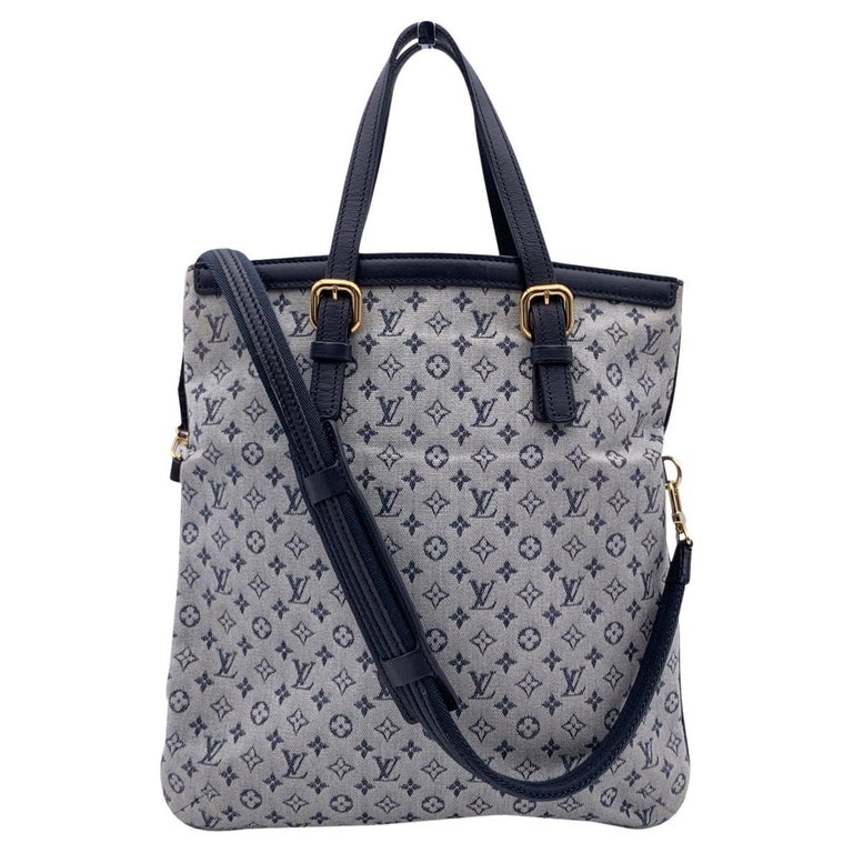 Louis Vuitton Blue Monogram Mini Lin Canvas Francoise Tote Bag For Sale ...