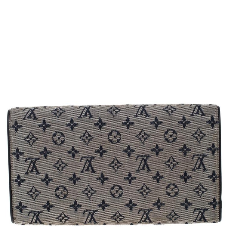 Louis Vuitton Blue Monogram MIni Lin Canvas Porte Tresor International ...