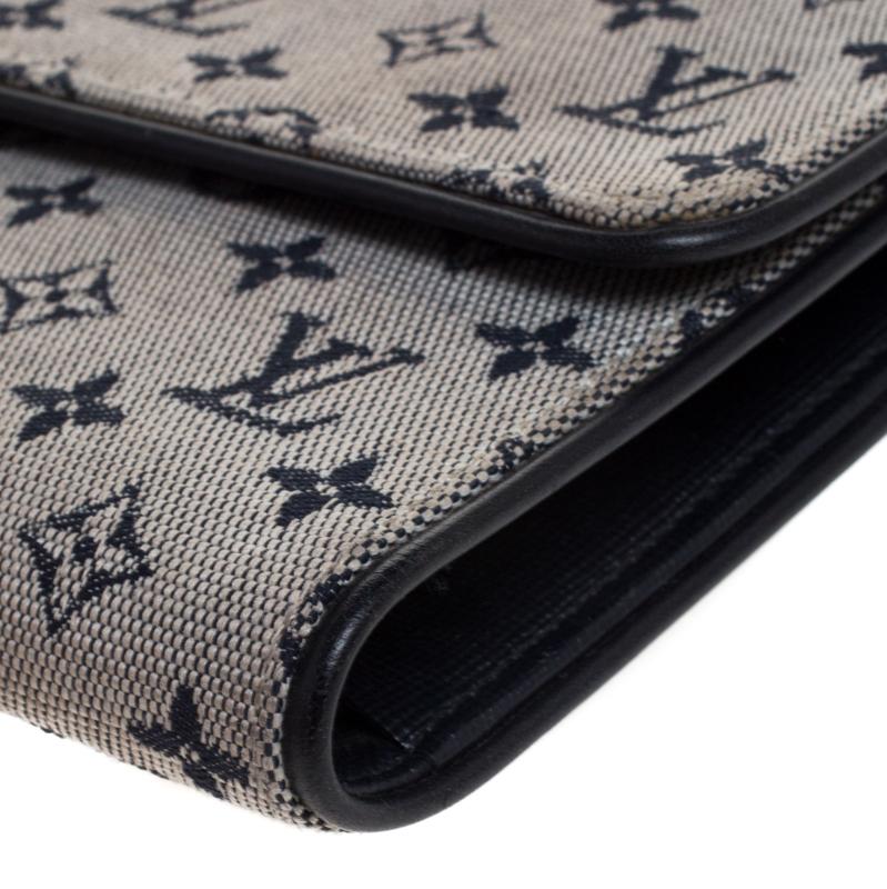 Louis Vuitton Blue Monogram MIni Lin Canvas Porte Tresor International ...