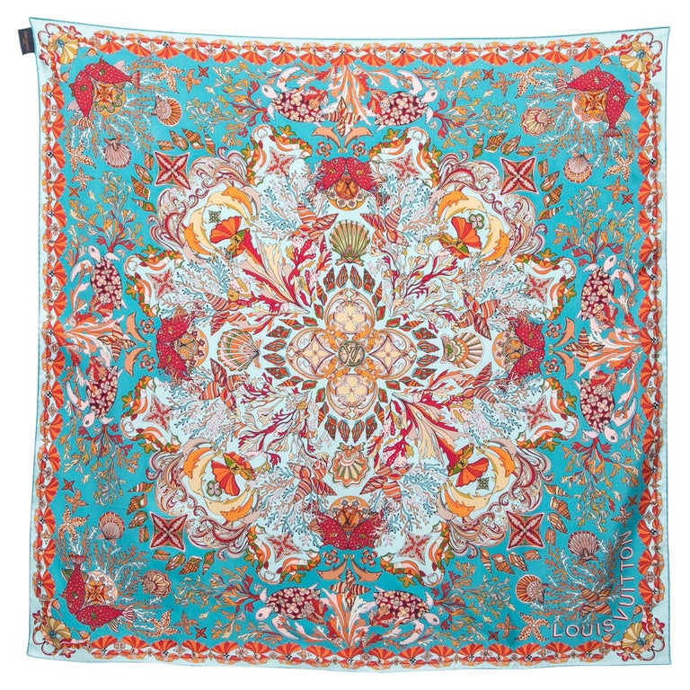 Louis Vuitton Blue Sea of Love Print Silk Square Scarf at 1stDibs