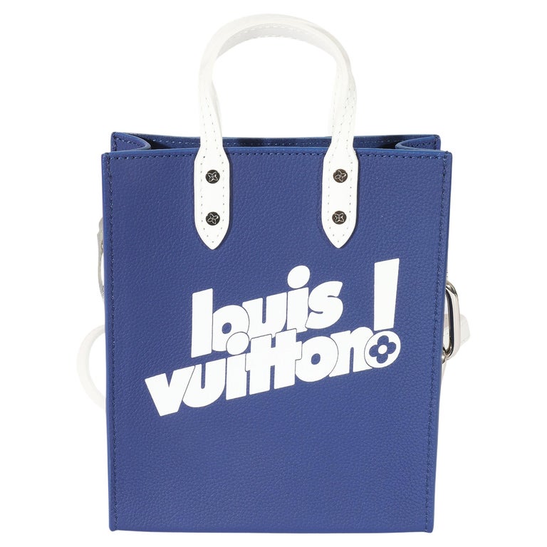 Louis Vuitton Blue and White Leather Everyday LV Sac Plat XS For Sale ...