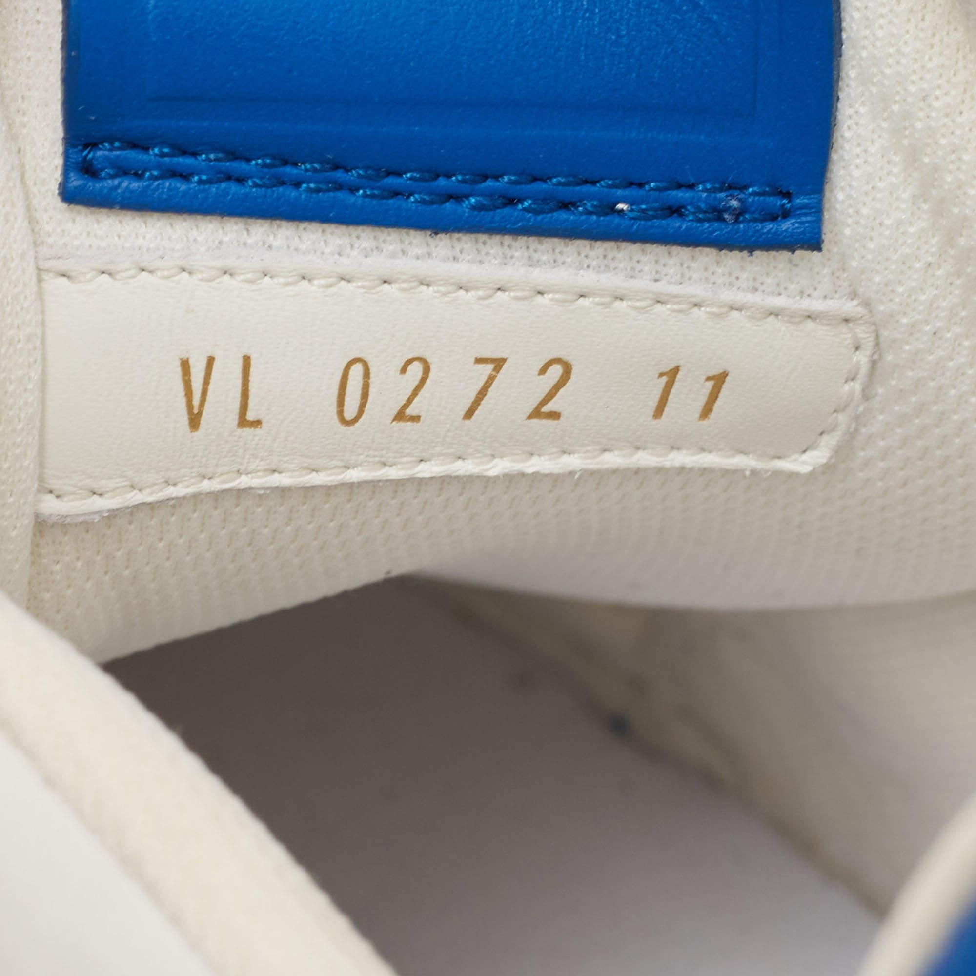 Louis Vuitton Blue/White Leather LV Trainer Sneakers Size 45 For Sale ...