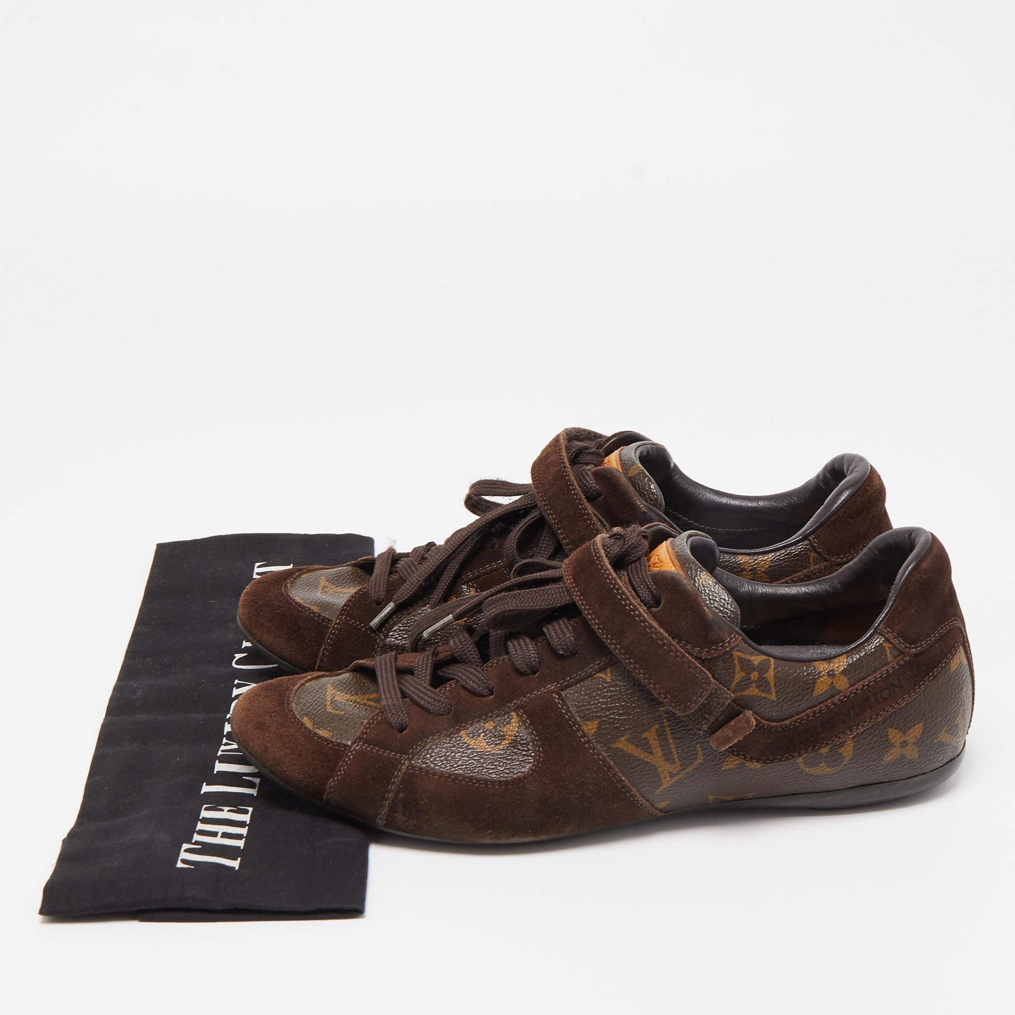 Louis Vuitton Brown Coated Canvas and Suede Speeding Low Top Sneakers ...