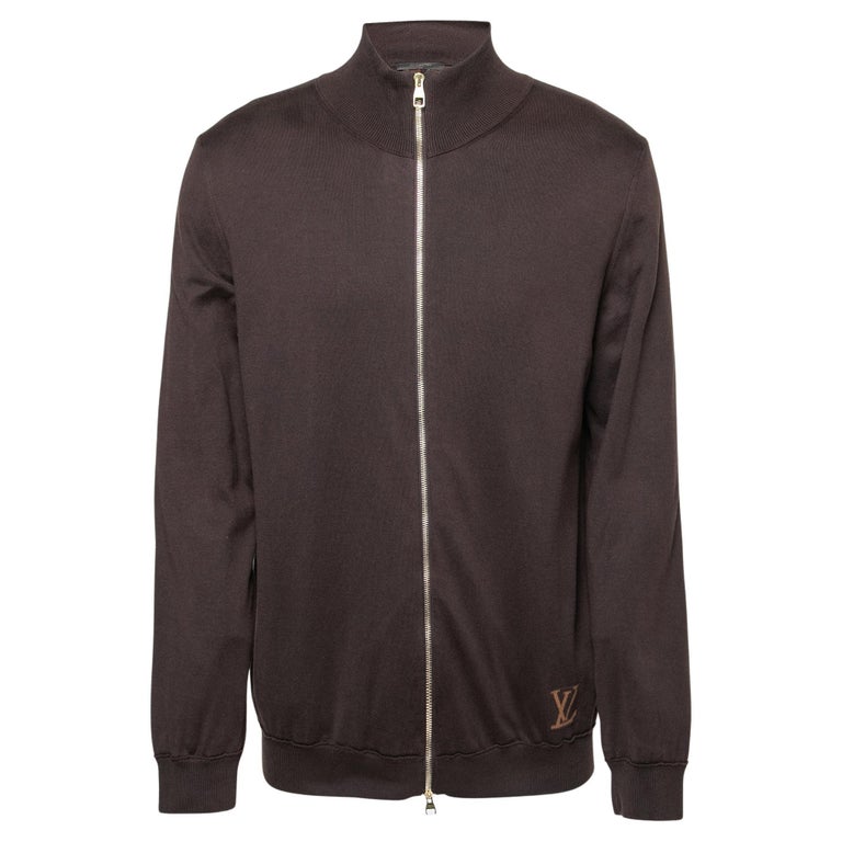 Louis Vuitton Brown Cotton Knit Long Sleeve Zip Front Jacket XL For ...