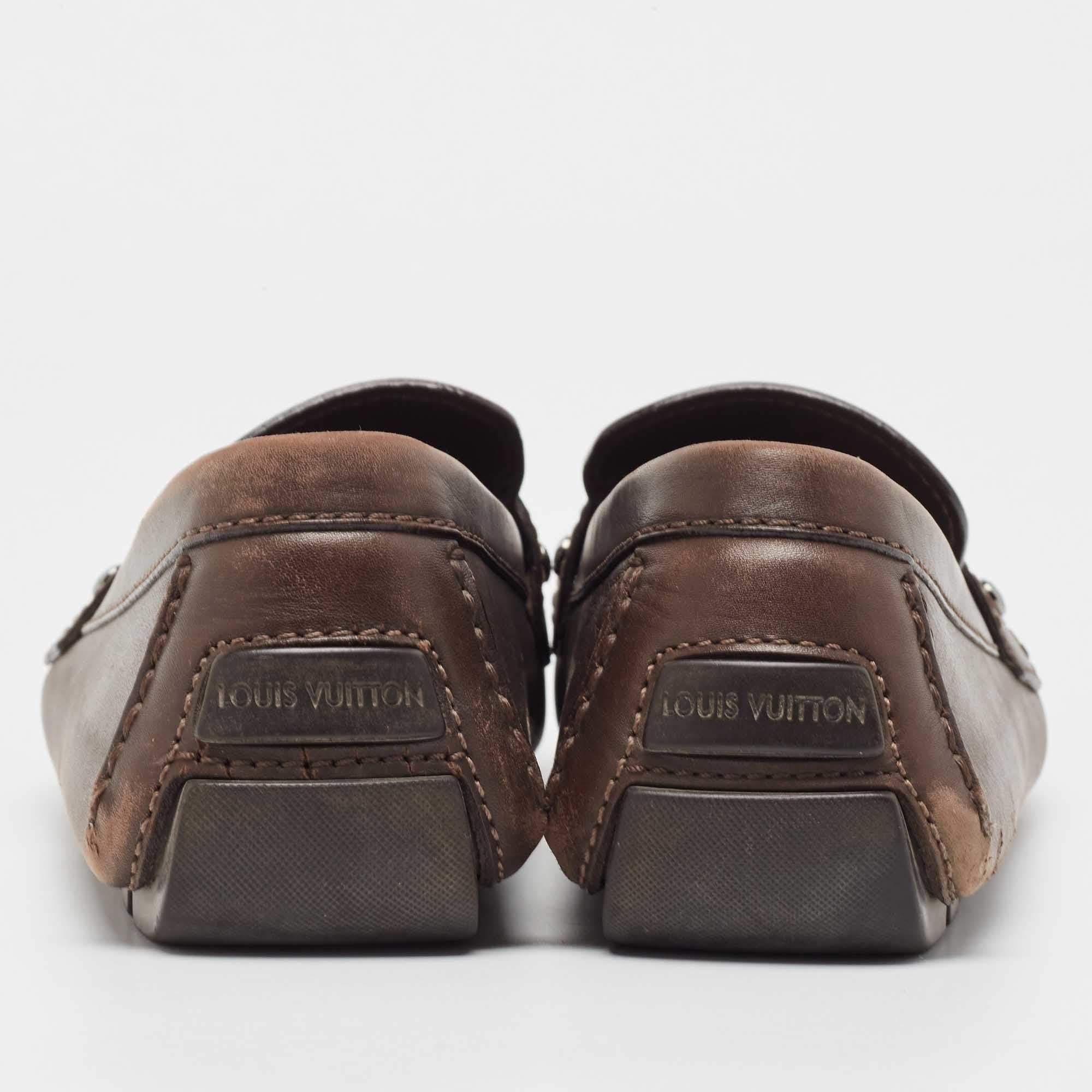 Louis Vuitton Brown Leather Monte Carlo Loafers Size 44.5 For Sale at ...