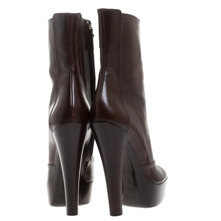 Louis Vuitton Brown Leather Platform Ankle Boots Size 37.5 at 1stDibs ...