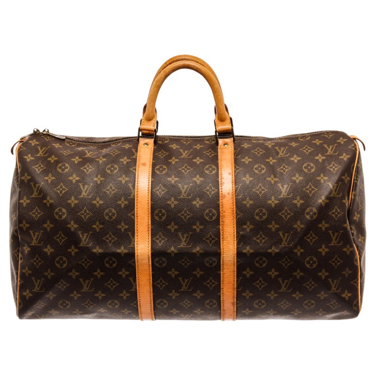 Louis Vuitton Brown Monogram Canvas Keepall 55 Travel Bag For Sale at ...
