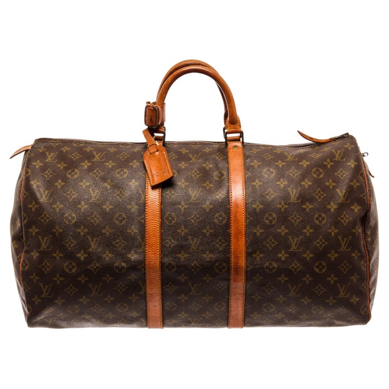 Louis Vuitton Brown Monogram Canvas Keepall 55 Travel Bag For Sale at ...