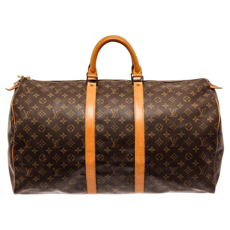 Louis Vuitton Brown Monogram Canvas Keepall 55 Travel Bag For Sale at ...