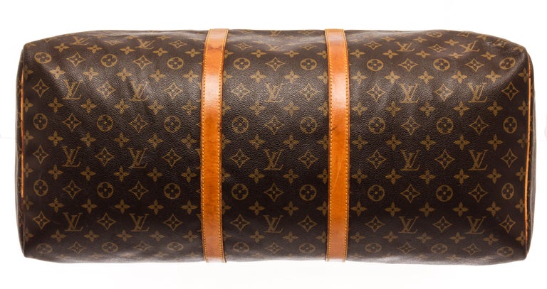 Louis Vuitton Brown Monogram Canvas Keepall 60 Travel Bag For Sale at ...