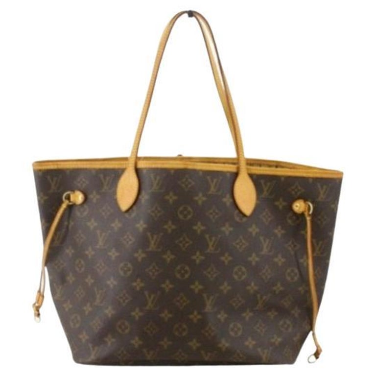 Louis Vuitton Brown Monogram Canvas Leather Neverfull MM Tote Bag at ...
