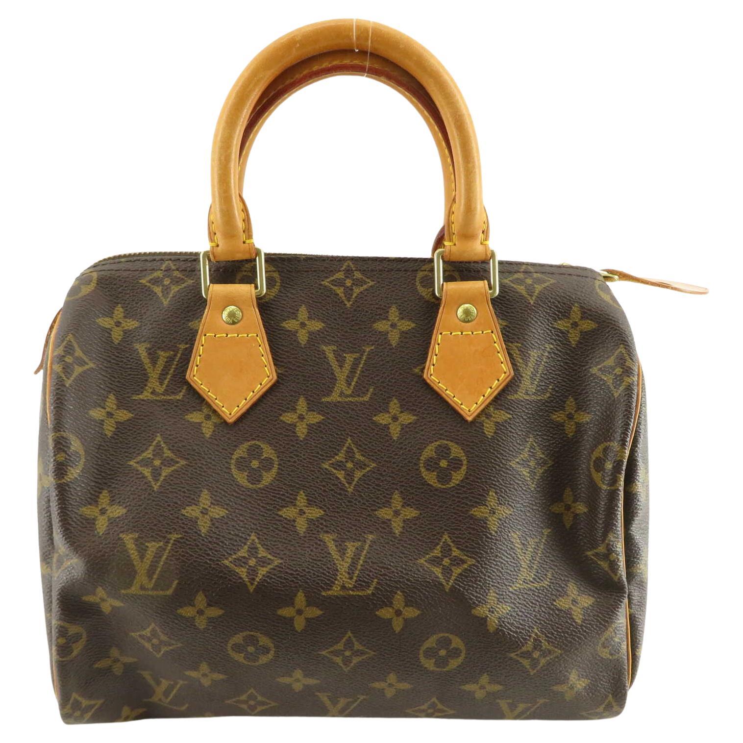 Louis Vuitton Brown Monogram Canvas Leather Speedy 25 cm Handbag For ...