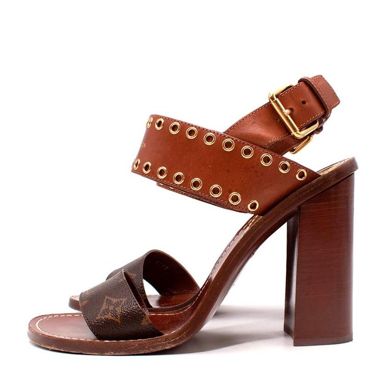 Louis Vuitton Brown Monogram Canvas Passenger Block Heeled Sandals For ...