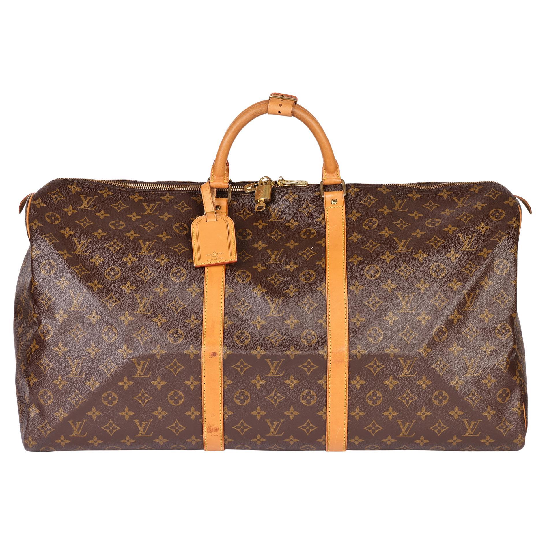 Vintage LOUIS VUITTON KEEPALL 50 Bag Brown Monogram and Leather Duffel Bag at 1stDibs | louis ...