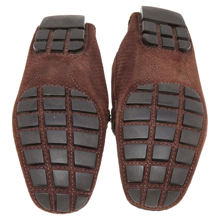 Louis Vuitton Brown Monte Carlo Suede Slip on Loafers Size 40 For Sale ...