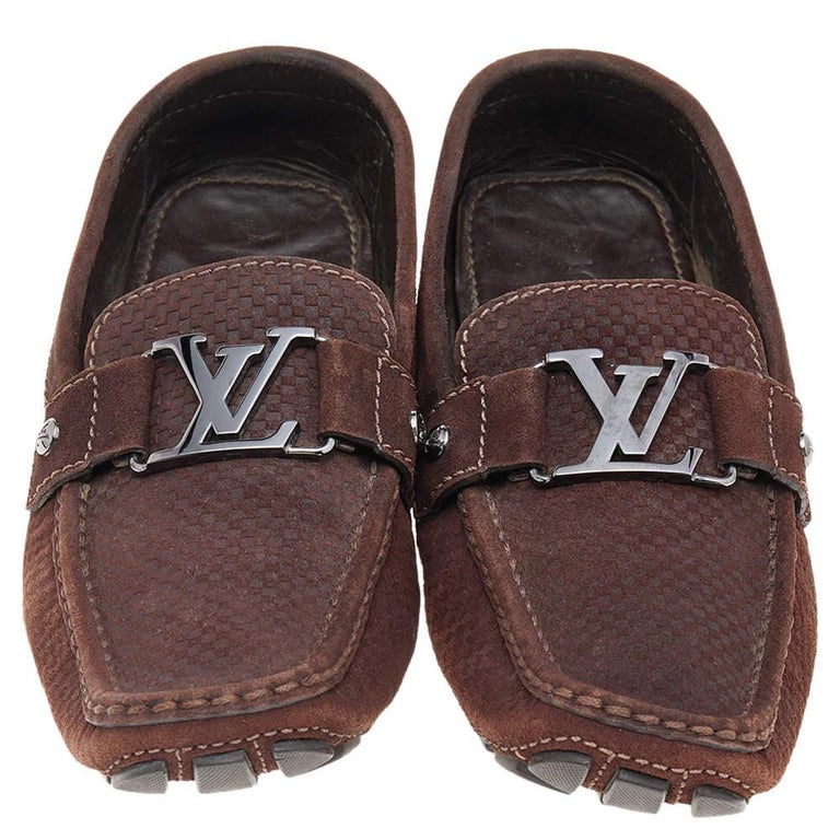 Louis Vuitton Brown Monte Carlo Suede Slip on Loafers Size 40 For Sale ...