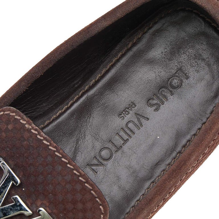 Louis Vuitton Brown Monte Carlo Suede Slip on Loafers Size 40 For Sale ...