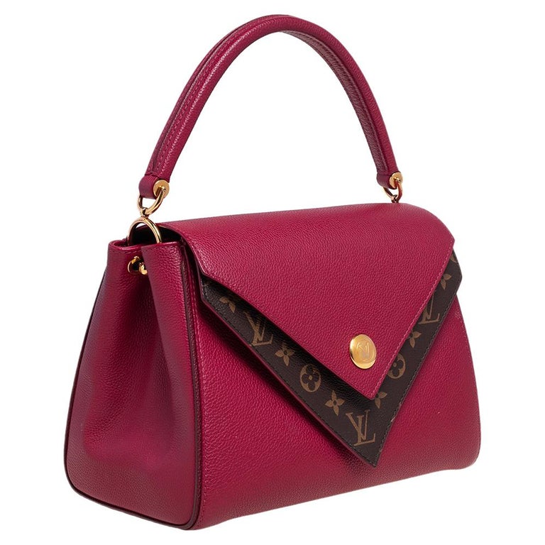 Louis Vuitton Brown/Red Leather and Monogram Canvas Double V Bag at 1stDibs
