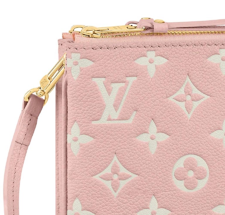 Louis Vuitton Candy Pink Monogram Empreinte Leather Double Zip Pochette ...
