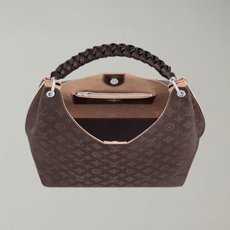 Louis Vuitton Carmel Hobo Bag Chocolate Brown Cashmere Beige Mahina ...