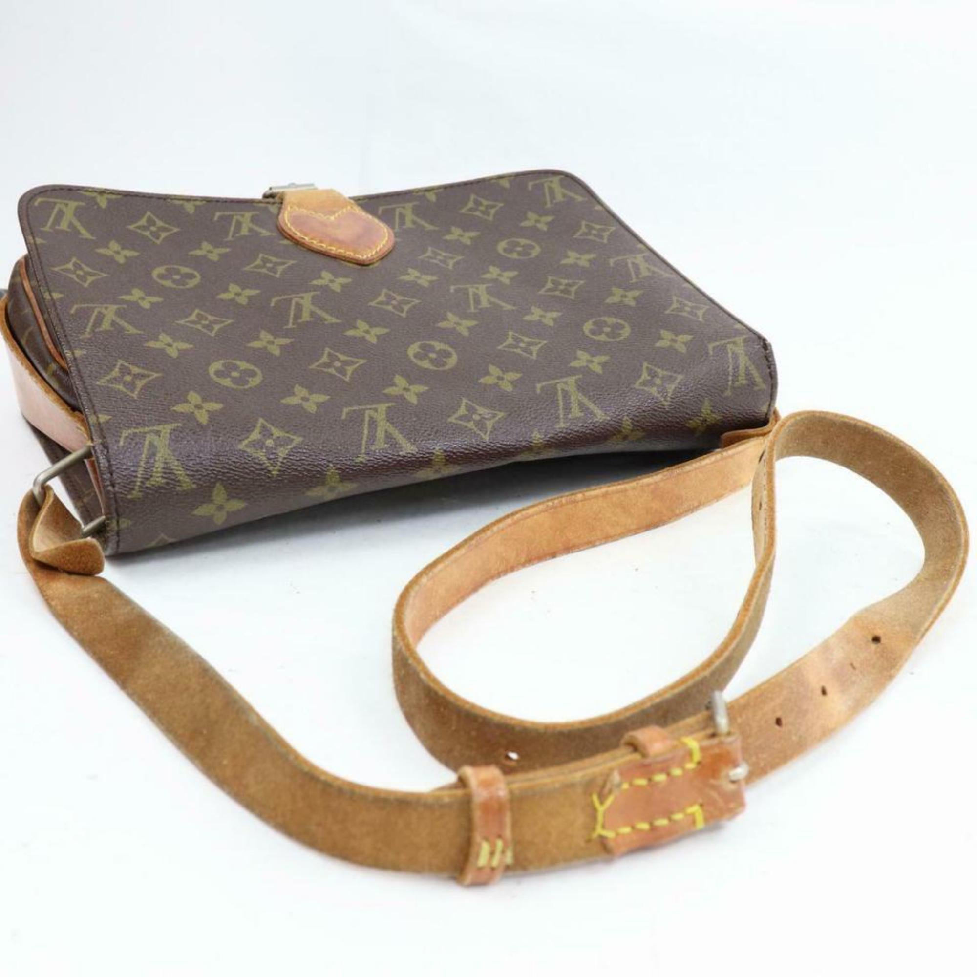 Louis Vuitton Cartouchiere Monogram Gm 870197 Brown Coated Canvas Cross ...