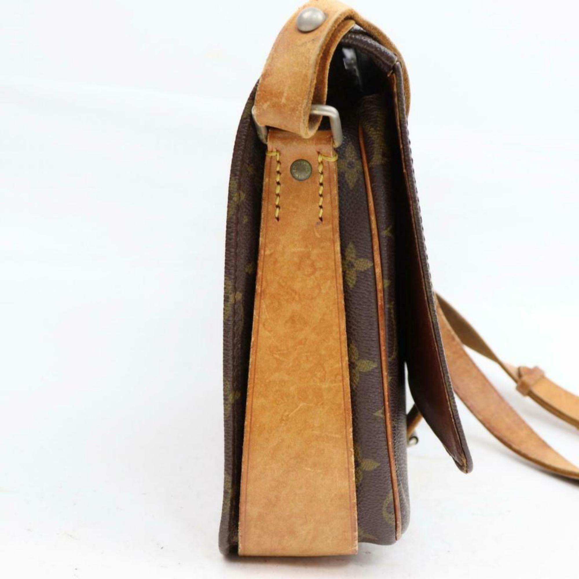 Louis Vuitton Cartouchiere Monogram Gm 870197 Brown Coated Canvas Cross ...