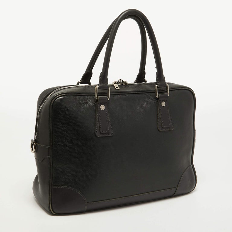 Louis Vuitton Charcoal Black Leather Utah Acoma Bag For Sale at 1stDibs