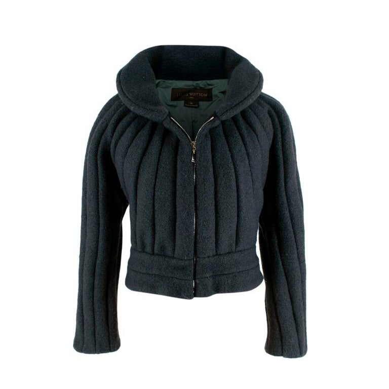 Louis Vuitton Charcoal Grey Sculpted Wool Jacket For Sale at 1stDibs