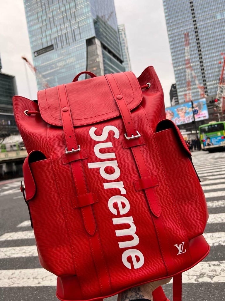 Louis Vuitton Christopher Backpack x Supreme Limited Edition Red Epi ...