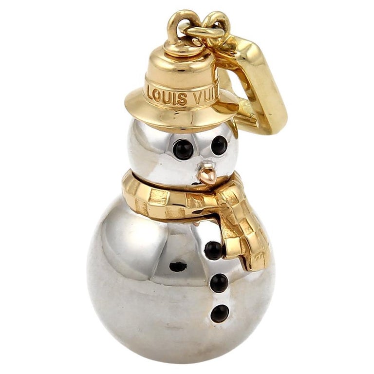 Louis Vuitton Collectable Snowman Onyx 18k Two Tone Gold Charm Pendant ...