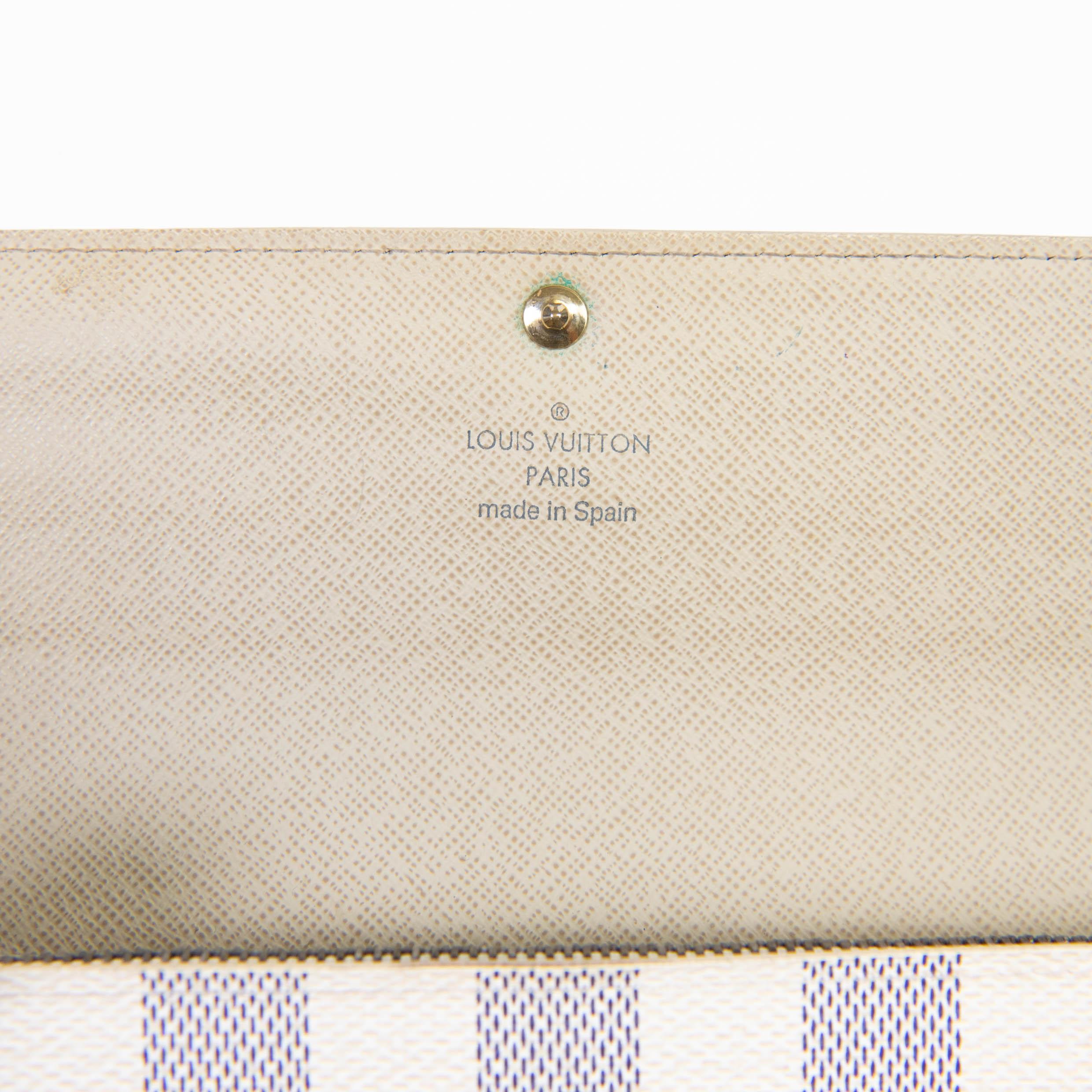 Louis Vuitton Cream and Blue Damier Azur Canvas Sarah Wallet For Sale ...
