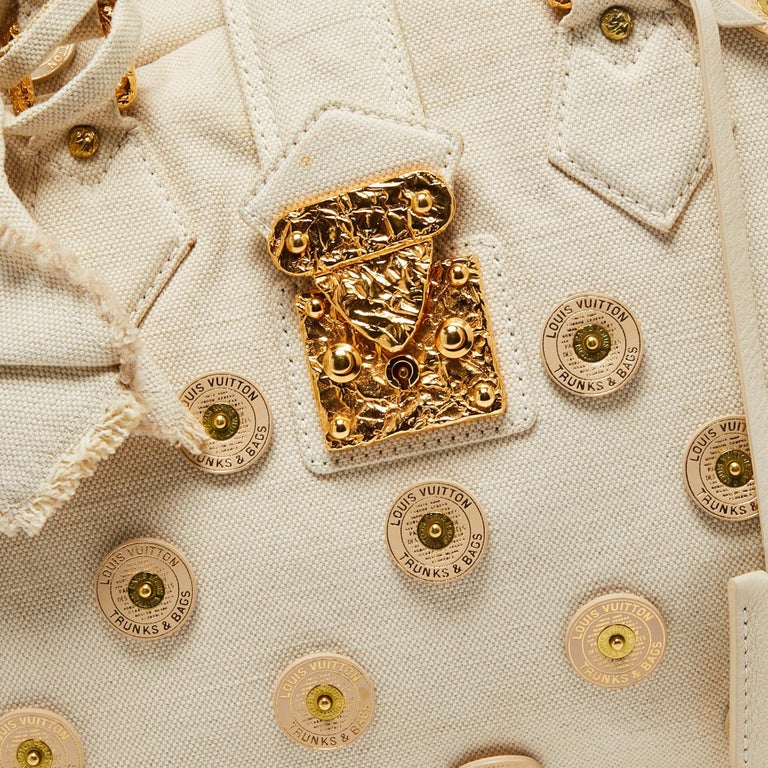 Louis Vuitton Cream Canvas Polka Dot Panama Bowly Bag For Sale at 1stDibs