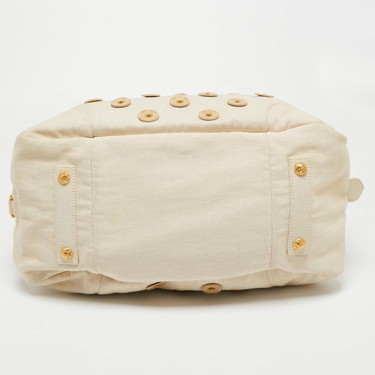 Louis Vuitton Cream Canvas Polka Dot Panama Bowly Bag For Sale at 1stDibs