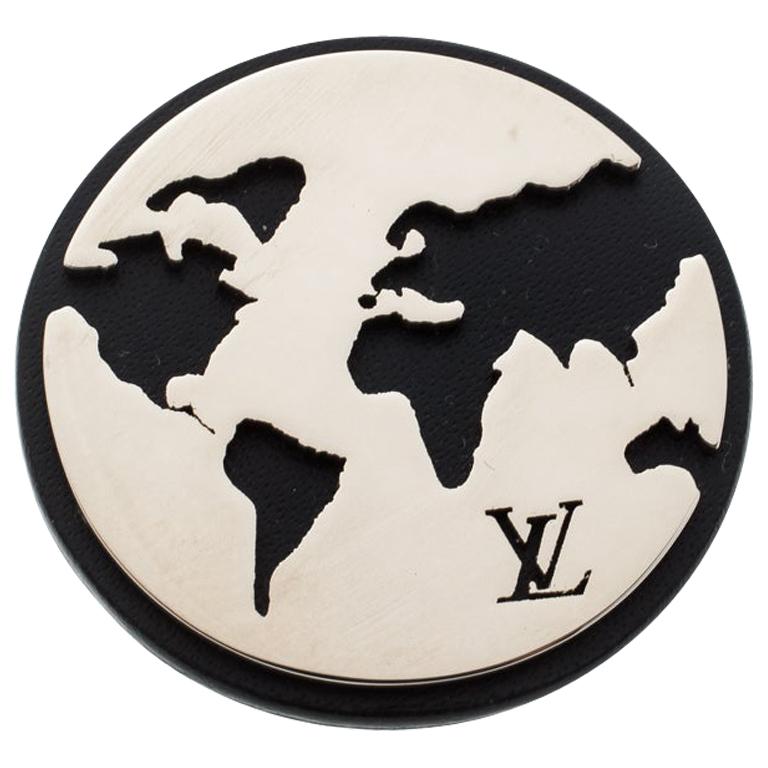 Louis Vuitton Cut Out World Map Leather Silver Tone Pin Brooch For Sale ...