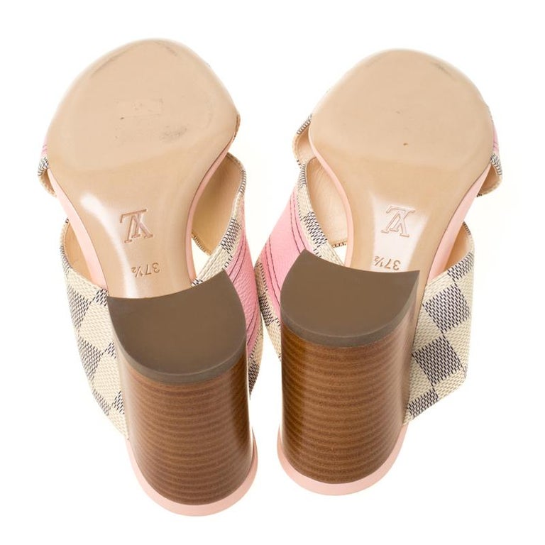 Louis Vuitton Damier Azur Canvas Panorama Slide Mule Sandals Size 37.5 ...