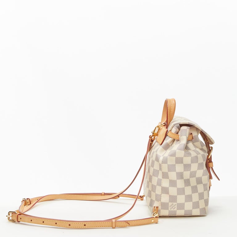LOUIS VUITTON Damier Azur Sperone BB white checked backpack For Sale at ...