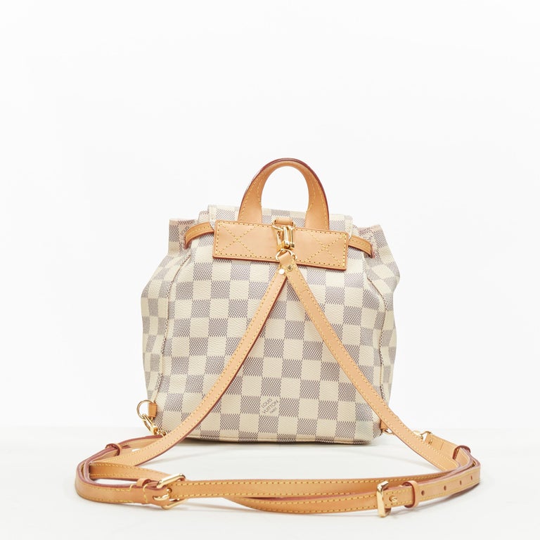 LOUIS VUITTON Damier Azur Sperone BB white checked backpack For Sale at ...