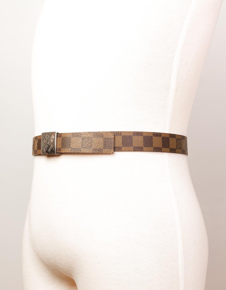 Louis Vuitton Damier Ebene Belt With Silver Block Buckle (80/32) For ...