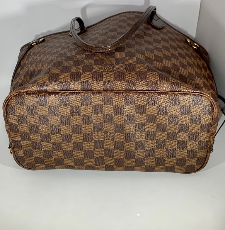 Louis Vuitton Damier Ebene Neverfull MM Shoulder Bag Canvas Purse. at ...