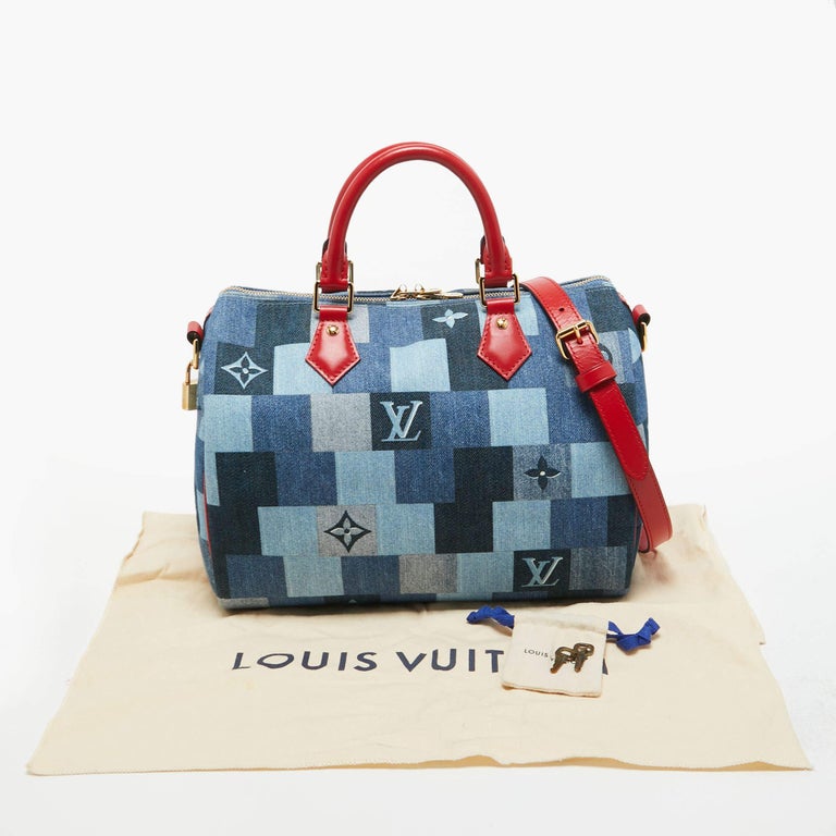 Louis Vuitton Damier Monogram Denim Patchwork Speedy Bandoulier 30 Bag ...