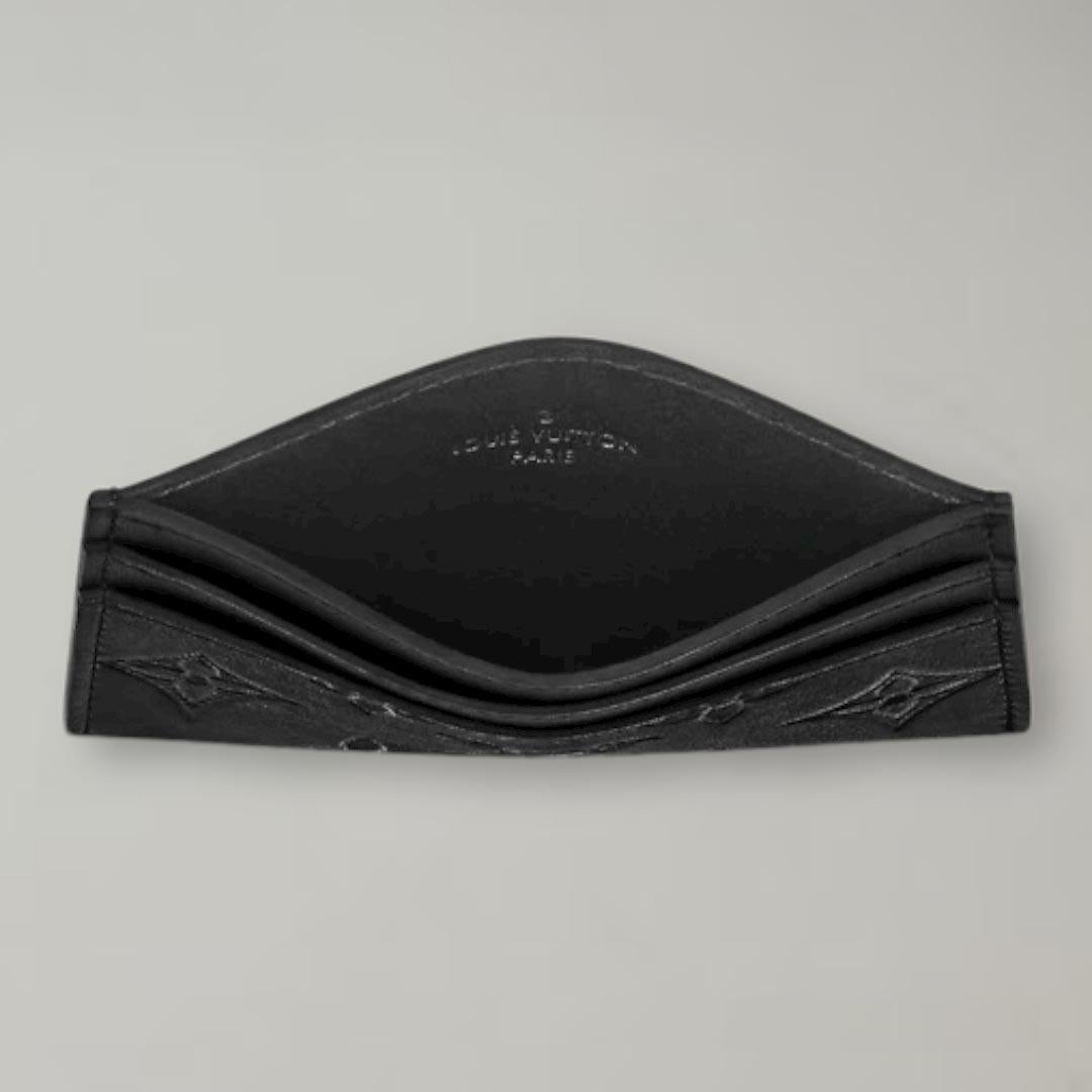 Louis Vuitton Double Card Holder Black Monogram Shadow Leather For Sale ...