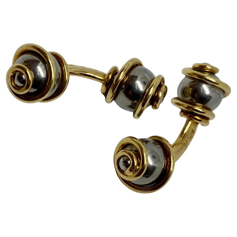 Louis Vuitton Double-Sided Swirl Cufflinks in 18K Yellow Gold For Sale ...