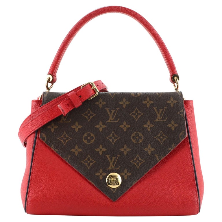 Louis Vuitton Double V Handbag Calfskin with Monogram Canvas at 1stDibs
