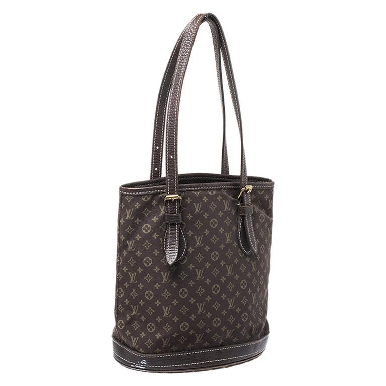 Louis Vuitton Ebene Monogram Mini Lin Bucket Bag For Sale at 1stDibs