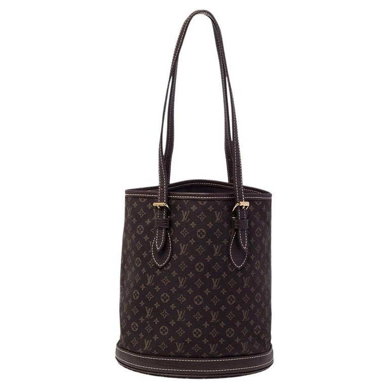 Louis Vuitton Ebene Monogram Mini Lin Canvas Bucket Bag at 1stDibs