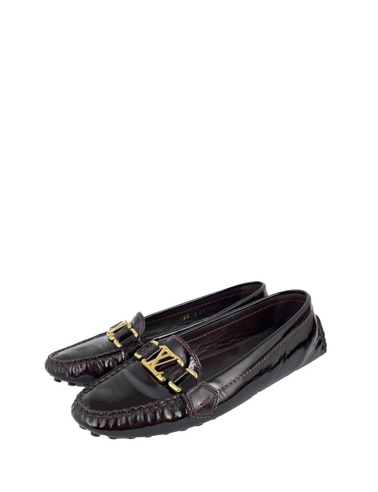 Louis Vuitton EU 38 Burgundy Patent Leather Flats For Sale at 1stDibs